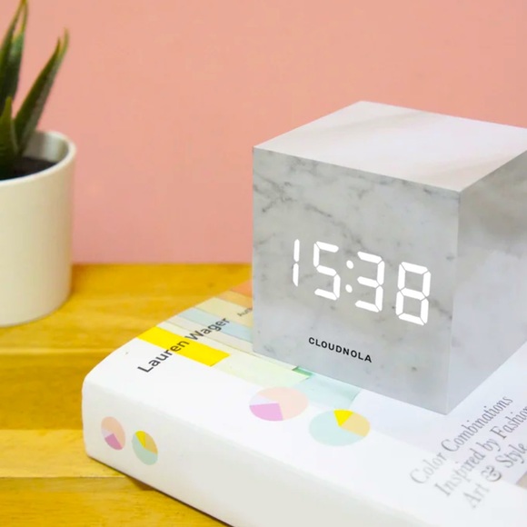Cloudnola | Other | Block Clock Cube Alarm Clock Marble White Gray Cloudnola Bedroom College ...